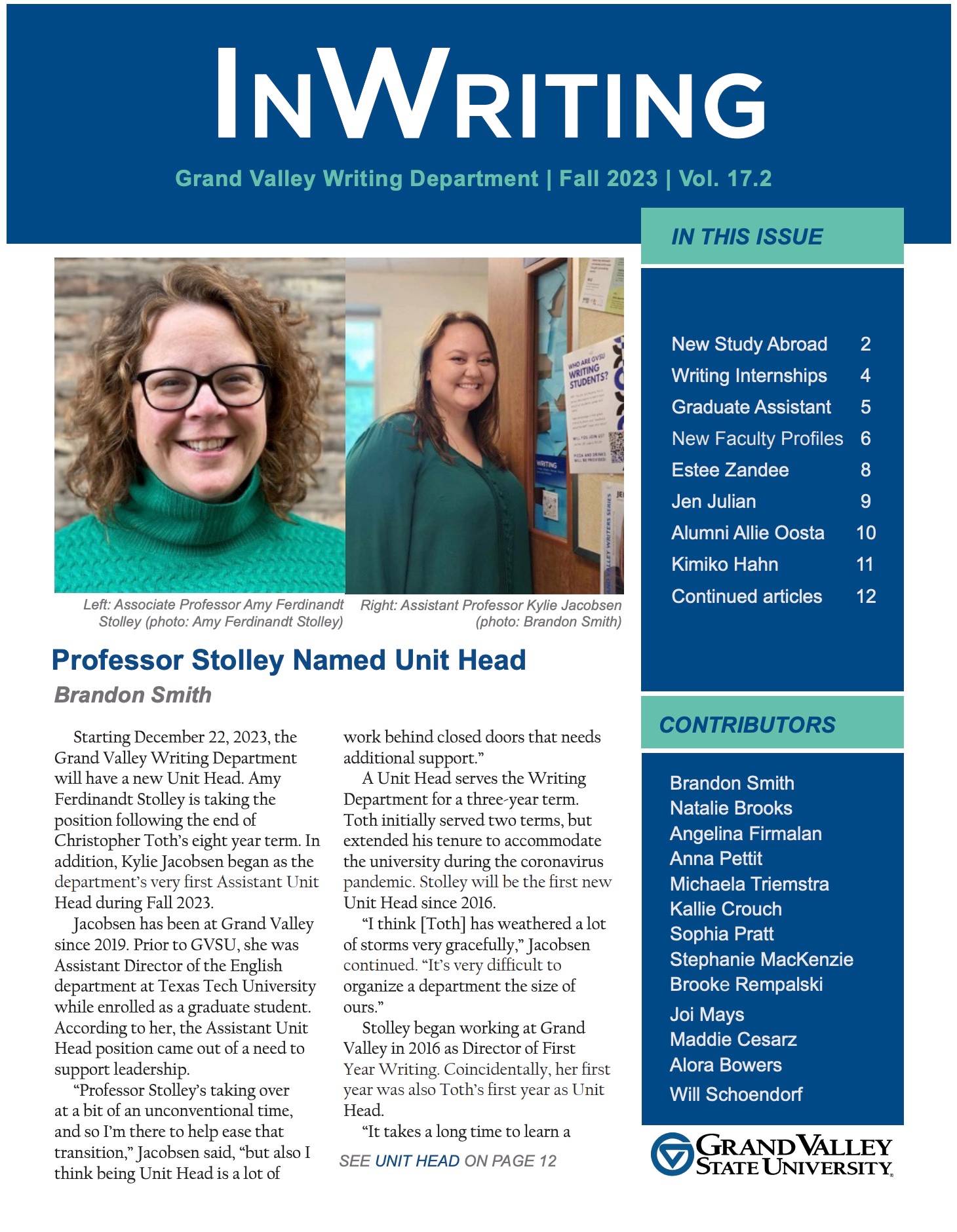 InWriting Newsletter - Department of Writing - Grand Valley State ...